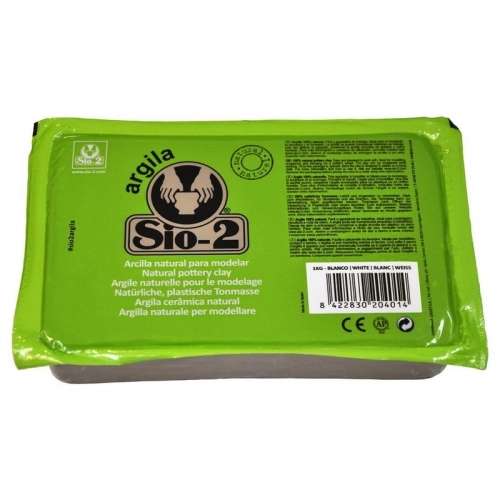SIO-2® Argila Natural Pottery Clay, 2.2 lb (1 kg), White