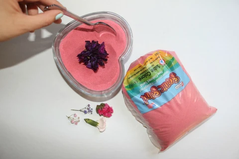 Dried Flowers and Colored Sand Centerpiece